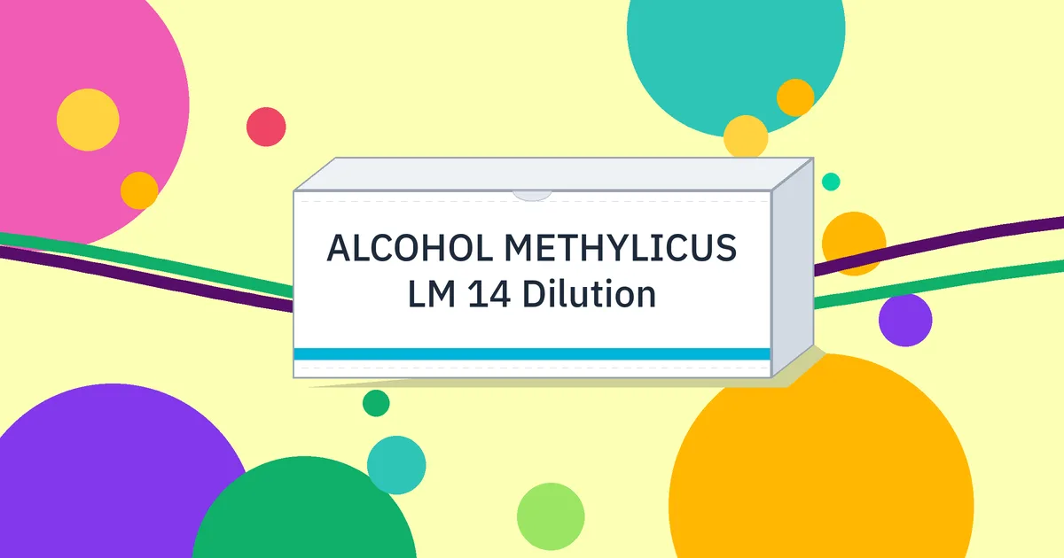 Symbolbild: Packung mit der Aufschrift ALCOHOL METHYLICUS LM 14 Dilution (PZN 13309265) – Verfügbarkeit und Bezug in Apotheken in Frankfurt am Main