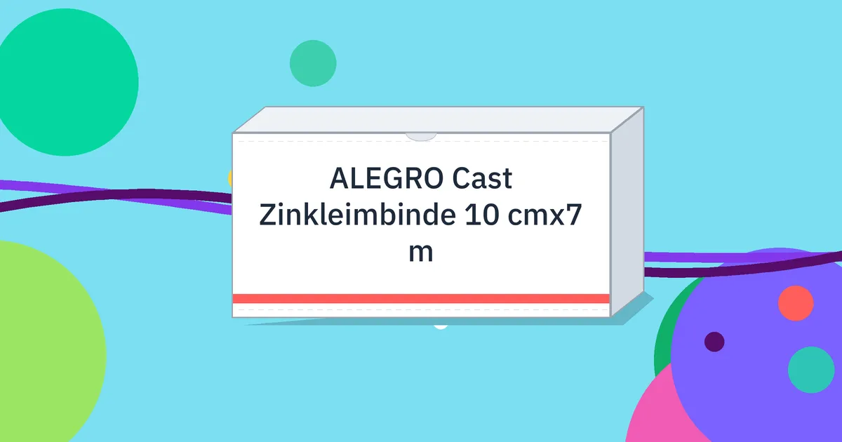 Symbolbild: Packung mit der Aufschrift ALEGRO Cast Zinkleimbinde 10 cmx7 m (PZN 01425204) – Verfügbarkeit und Bezug in Apotheken in Frankfurt am Main