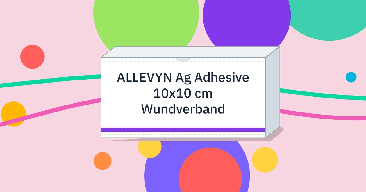 Symbolbild: Packung mit der Aufschrift ALLEVYN Ag Adhesive 10x10 cm Wundverband (PZN 16222211) – Verfügbarkeit und Bezug in Apotheken in Frankfurt am Main