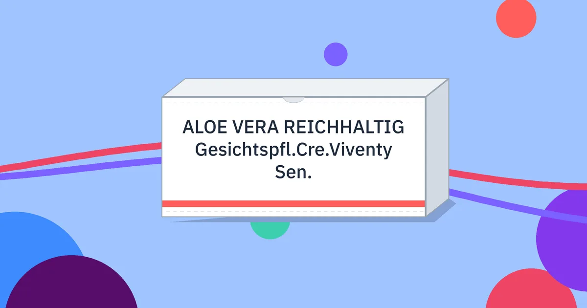 Symbolbild: Packung mit der Aufschrift ALOE VERA REICHHALTIG Gesichtspfl.Cre.Viventy Sen. (PZN 13972503) – Verfügbarkeit und Bezug in Apotheken in Frankfurt am Main