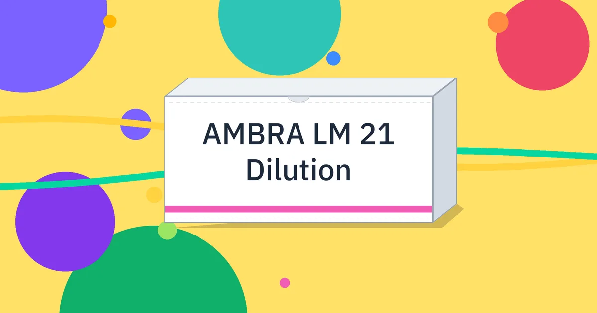 Symbolbild: Packung mit der Aufschrift AMBRA LM 21 Dilution (PZN 12759894) – Verfügbarkeit und Bezug in Apotheken in Frankfurt am Main