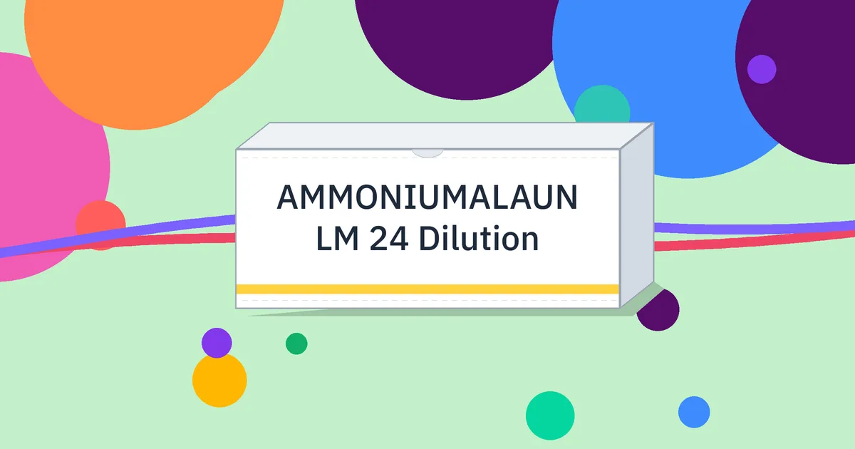 Symbolbild: Packung mit der Aufschrift AMMONIUMALAUN LM 24 Dilution (PZN 13324767) – Verfügbarkeit und Bezug in Apotheken in Frankfurt am Main