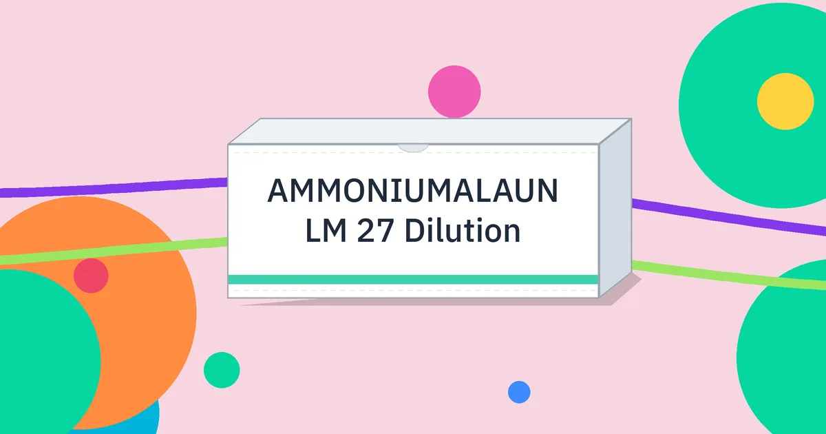 Symbolbild: Packung mit der Aufschrift AMMONIUMALAUN LM 27 Dilution (PZN 13324833) – Verfügbarkeit und Bezug in Apotheken in Frankfurt am Main