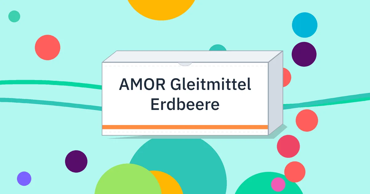Symbolbild: Packung mit der Aufschrift AMOR Gleitmittel Erdbeere (PZN 09382115) – Verfügbarkeit und Bezug in Apotheken in Frankfurt am Main