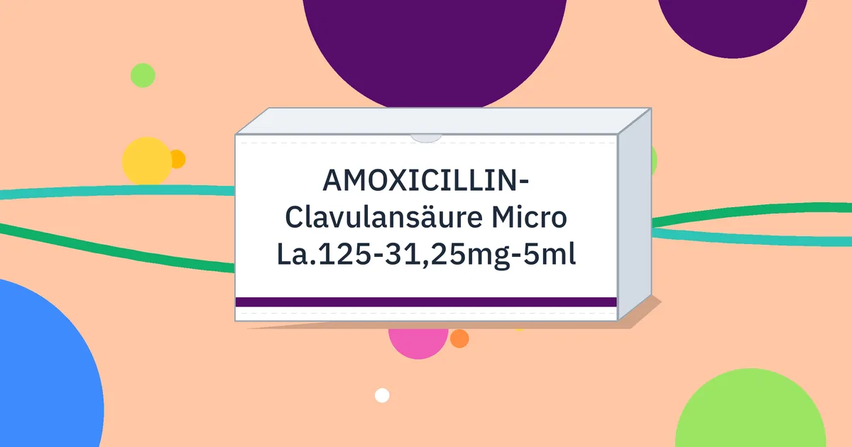 Symbolbild: Packung mit der Aufschrift AMOXICILLIN-Clavulansäure Micro La.125-31,25mg-5ml (PZN 13715060) – Verfügbarkeit und Bezug in Apotheken in Frankfurt am Main