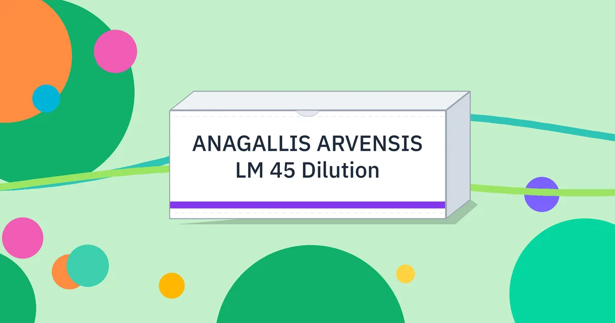 Symbolbild: Packung mit der Aufschrift ANAGALLIS ARVENSIS LM 45 Dilution (PZN 13328110) – Verfügbarkeit und Bezug in Apotheken in Frankfurt am Main