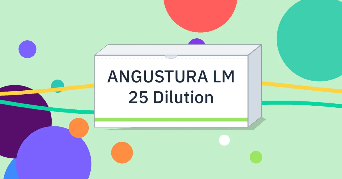 Symbolbild: Packung mit der Aufschrift ANGUSTURA LM 25 Dilution (PZN 13368612) – Verfügbarkeit und Bezug in Apotheken in Frankfurt am Main