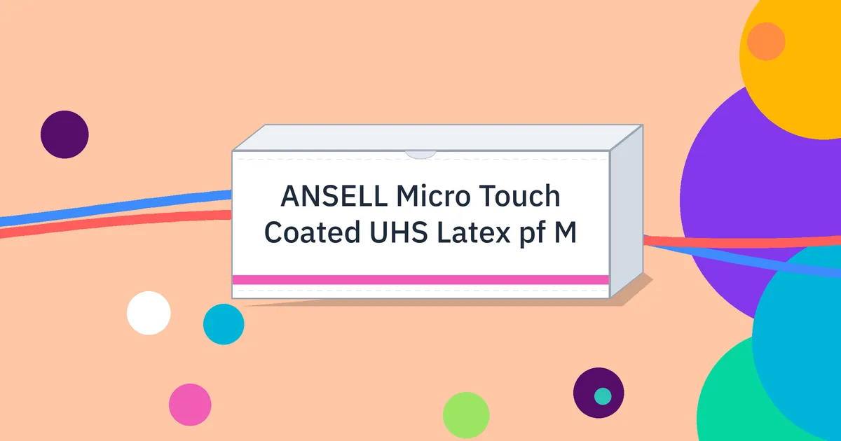 Symbolbild: Packung mit der Aufschrift ANSELL Micro Touch Coated UHS Latex pf M (PZN 07655974) – Verfügbarkeit und Bezug in Apotheken in Frankfurt am Main