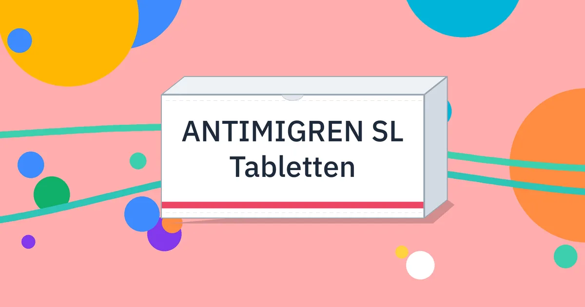 Symbolbild: Packung mit der Aufschrift ANTIMIGREN SL Tabletten (PZN 06410087) – Verfügbarkeit und Bezug in Apotheken in Frankfurt am Main