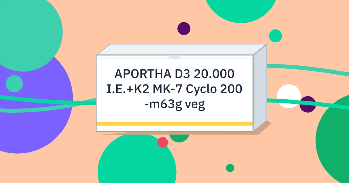 Symbolbild: Packung mit der Aufschrift APORTHA D3 20.000 I.E.+K2 MK-7 Cyclo 200 -m63g veg (PZN 20011537) – Verfügbarkeit und Bezug in Apotheken in Frankfurt am Main