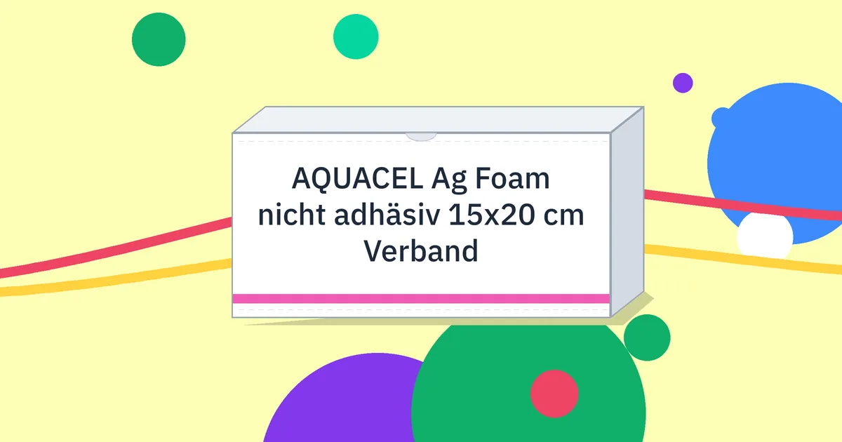 Symbolbild: Packung mit der Aufschrift AQUACEL Ag Foam nicht adhäsiv 15x20 cm Verband (PZN 20388213) – Verfügbarkeit und Bezug in Apotheken in Frankfurt am Main