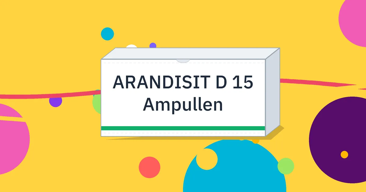 Symbolbild: Packung mit der Aufschrift ARANDISIT D 15 Ampullen (PZN 01617725) – Verfügbarkeit und Bezug in Apotheken in Frankfurt am Main