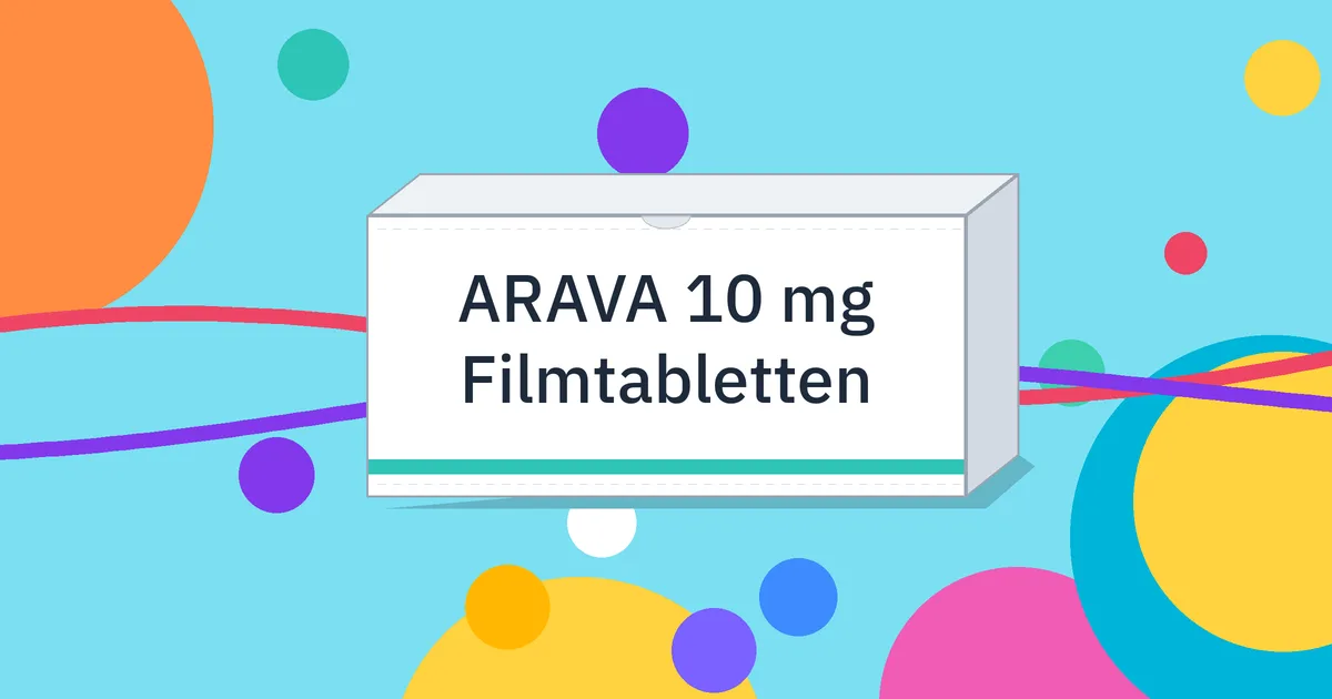 Symbolbild: Packung mit der Aufschrift ARAVA 10 mg Filmtabletten (PZN 00242602) – Verfügbarkeit und Bezug in Apotheken in Frankfurt am Main
