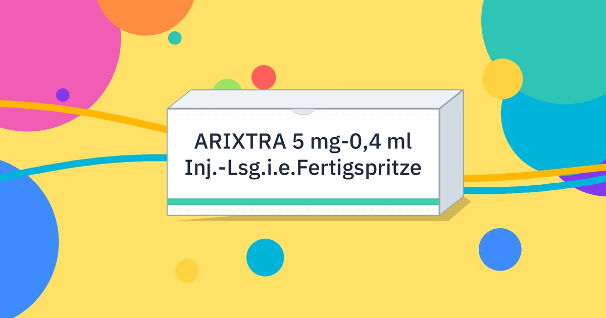 Symbolbild: Packung mit der Aufschrift ARIXTRA 5 mg-0,4 ml Inj.-Lsg.i.e.Fertigspritze (PZN 16583096) – Verfügbarkeit und Bezug in Apotheken in Frankfurt am Main