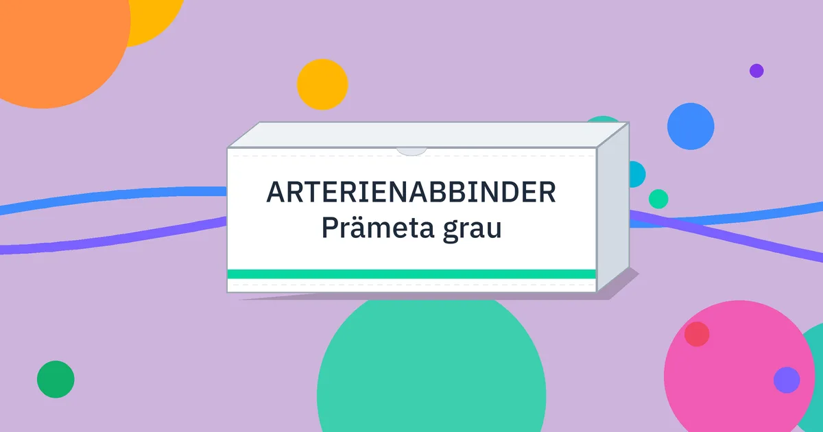 Symbolbild: Packung mit der Aufschrift ARTERIENABBINDER Prämeta grau (PZN 01961115) – Verfügbarkeit und Bezug in Apotheken in Frankfurt am Main