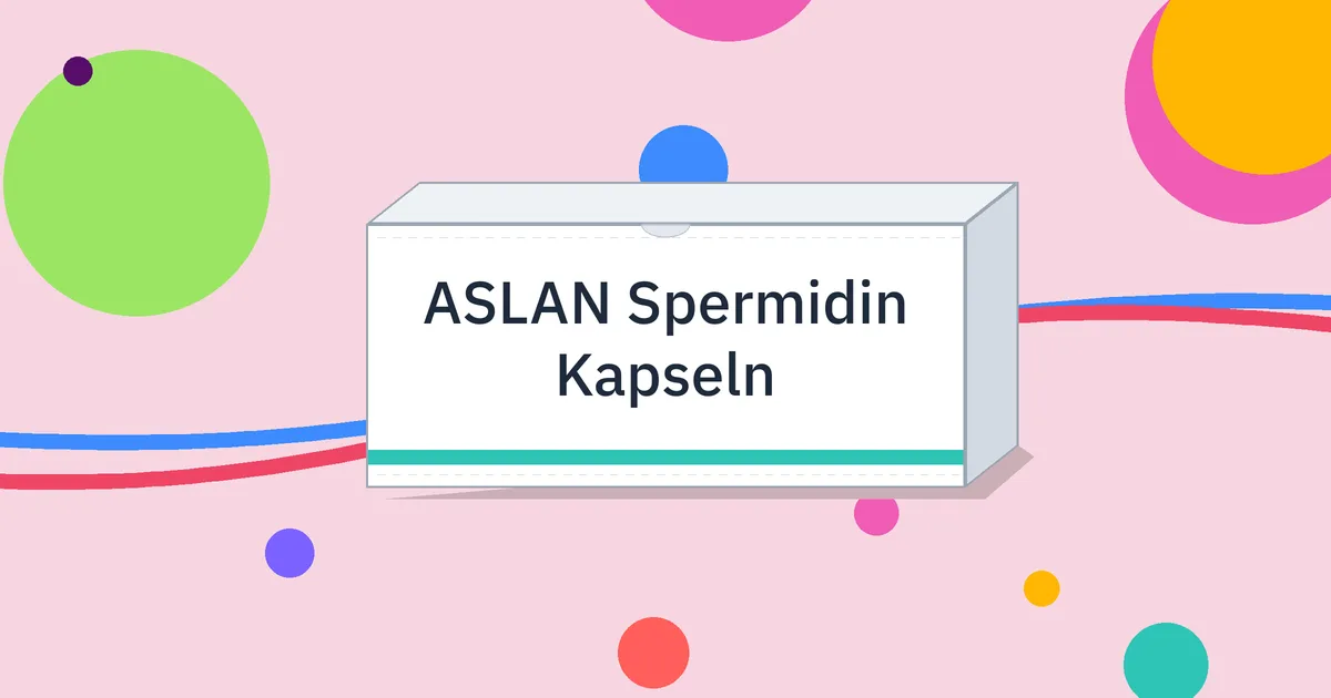 Symbolbild: Packung mit der Aufschrift ASLAN Spermidin Kapseln (PZN 20624895) – Verfügbarkeit und Bezug in Apotheken in Frankfurt am Main