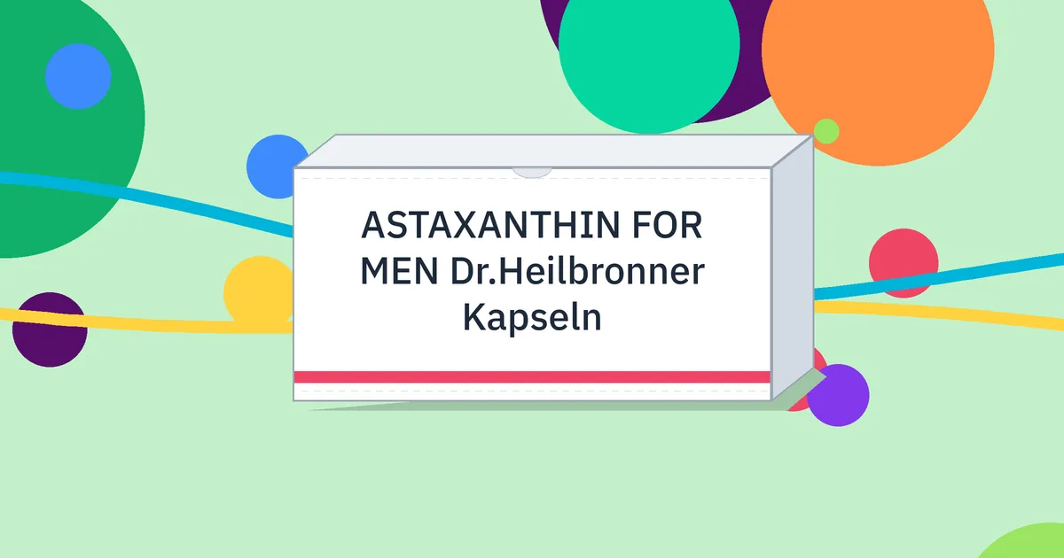 Symbolbild: Packung mit der Aufschrift ASTAXANTHIN FOR MEN Dr.Heilbronner Kapseln (PZN 17989104) – Verfügbarkeit und Bezug in Apotheken in Frankfurt am Main