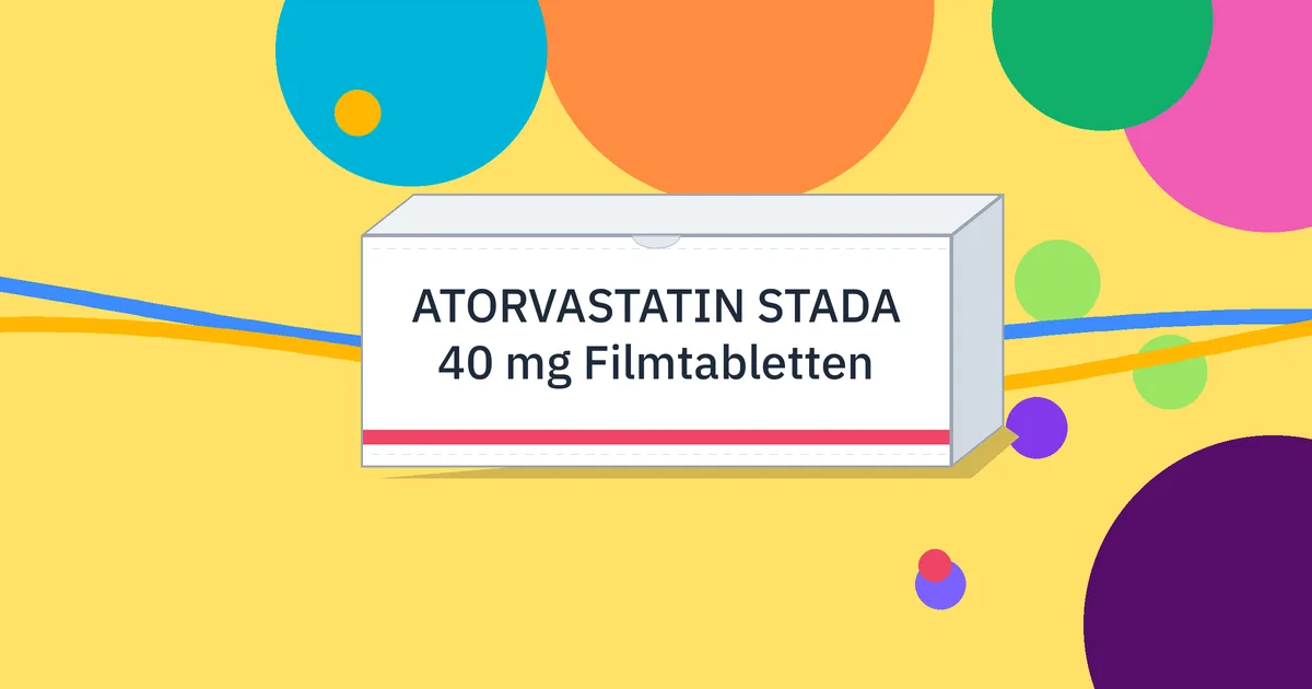 Symbolbild: Packung mit der Aufschrift ATORVASTATIN STADA 40 mg Filmtabletten (PZN 09231474) – Verfügbarkeit und Bezug in Apotheken in Frankfurt am Main