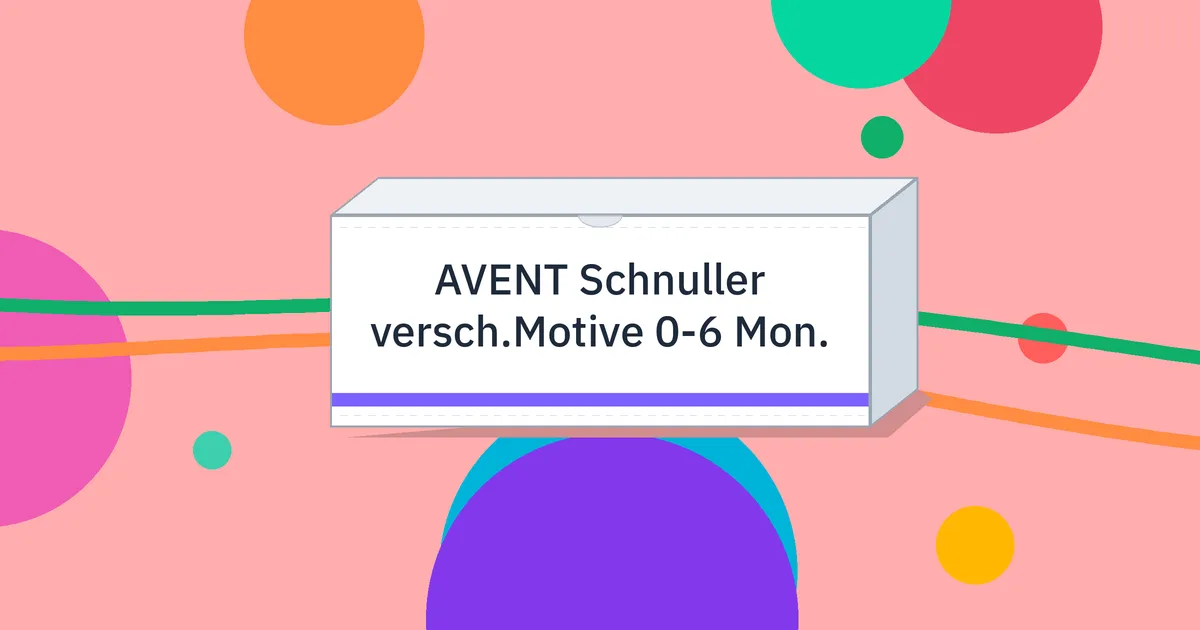 Symbolbild: Packung mit der Aufschrift AVENT Schnuller versch.Motive 0-6 Mon. (PZN 06468715) – Verfügbarkeit und Bezug in Apotheken in Frankfurt am Main