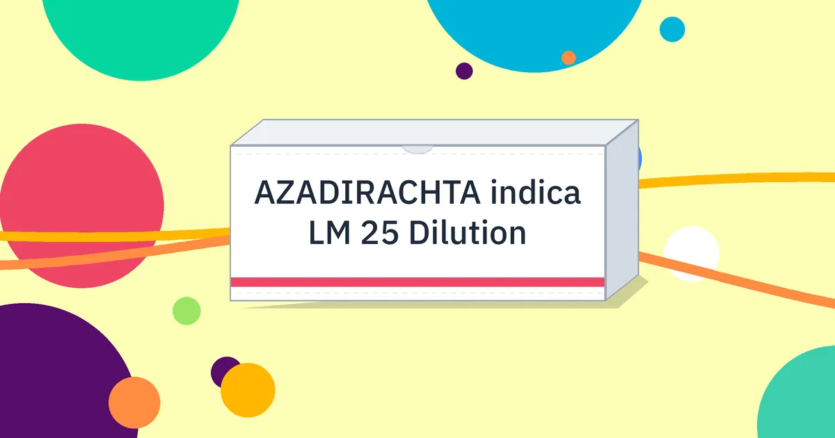 Symbolbild: Packung mit der Aufschrift AZADIRACHTA indica LM 25 Dilution (PZN 13375121) – Verfügbarkeit und Bezug in Apotheken in Frankfurt am Main