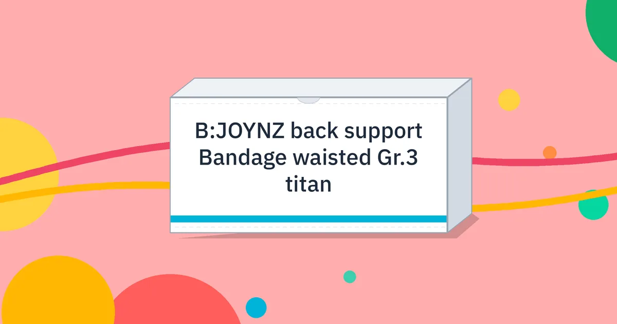 Symbolbild: Packung mit der Aufschrift B:JOYNZ back support Bandage waisted Gr.3 titan (PZN 20521847) – Verfügbarkeit und Bezug in Apotheken in Frankfurt am Main