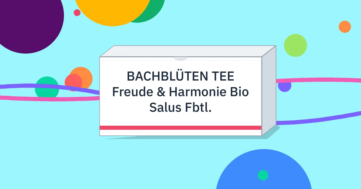 Symbolbild: Packung mit der Aufschrift BACHBLÜTEN TEE Freude & Harmonie Bio Salus Fbtl. (PZN 05725989) – Verfügbarkeit und Bezug in Apotheken in Frankfurt am Main