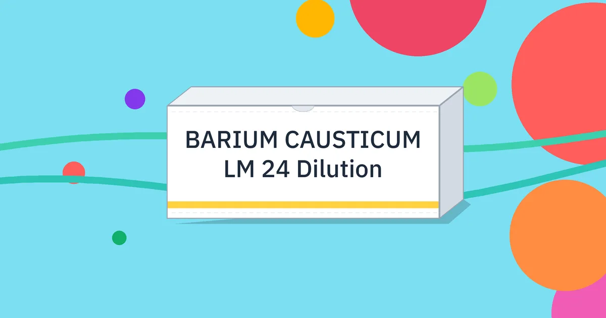 Symbolbild: Packung mit der Aufschrift BARIUM CAUSTICUM LM 24 Dilution (PZN 13376847) – Verfügbarkeit und Bezug in Apotheken in Frankfurt am Main