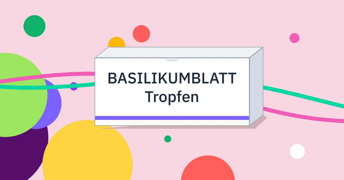 Symbolbild: Packung mit der Aufschrift BASILIKUMBLATT Tropfen (PZN 19418245) – Verfügbarkeit und Bezug in Apotheken in Frankfurt am Main