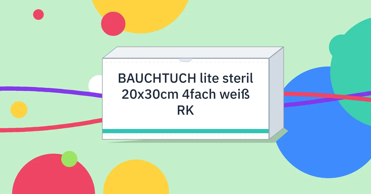 Symbolbild: Packung mit der Aufschrift BAUCHTUCH lite steril 20x30cm 4fach weiß RK (PZN 19362473) – Verfügbarkeit und Bezug in Apotheken in Frankfurt am Main