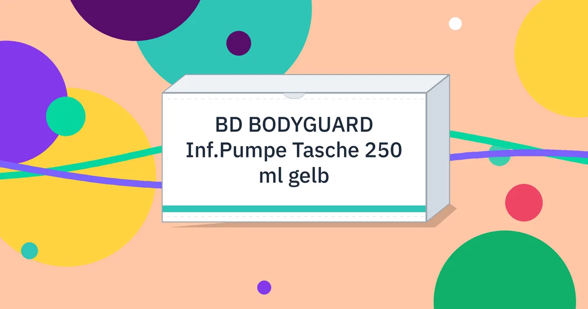 Symbolbild: Packung mit der Aufschrift BD BODYGUARD Inf.Pumpe Tasche 250 ml gelb (PZN 18750954) – Verfügbarkeit und Bezug in Apotheken in Frankfurt am Main