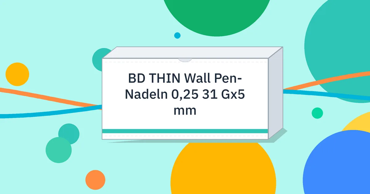 Symbolbild: Packung mit der Aufschrift BD THIN Wall Pen-Nadeln 0,25 31 Gx5 mm (PZN 11318679) – Verfügbarkeit und Bezug in Apotheken in Frankfurt am Main