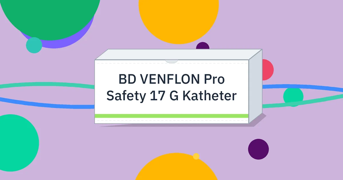 Symbolbild: Packung mit der Aufschrift BD VENFLON Pro Safety 17 G Katheter (PZN 13156904) – Verfügbarkeit und Bezug in Apotheken in Frankfurt am Main