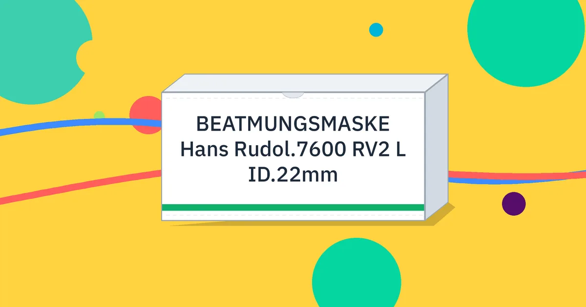 Symbolbild: Packung mit der Aufschrift BEATMUNGSMASKE Hans Rudol.7600 RV2 L ID.22mm (PZN 17303561) – Verfügbarkeit und Bezug in Apotheken in Frankfurt am Main