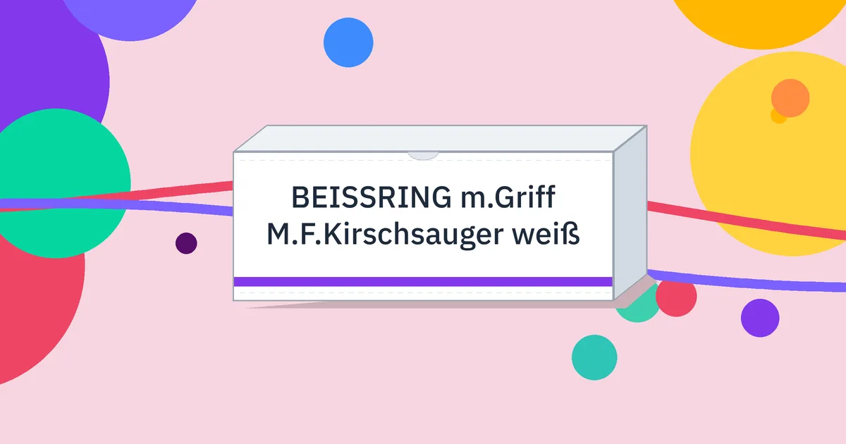 Symbolbild: Packung mit der Aufschrift BEISSRING m.Griff M.F.Kirschsauger weiß (PZN 01724349) – Verfügbarkeit und Bezug in Apotheken in Frankfurt am Main