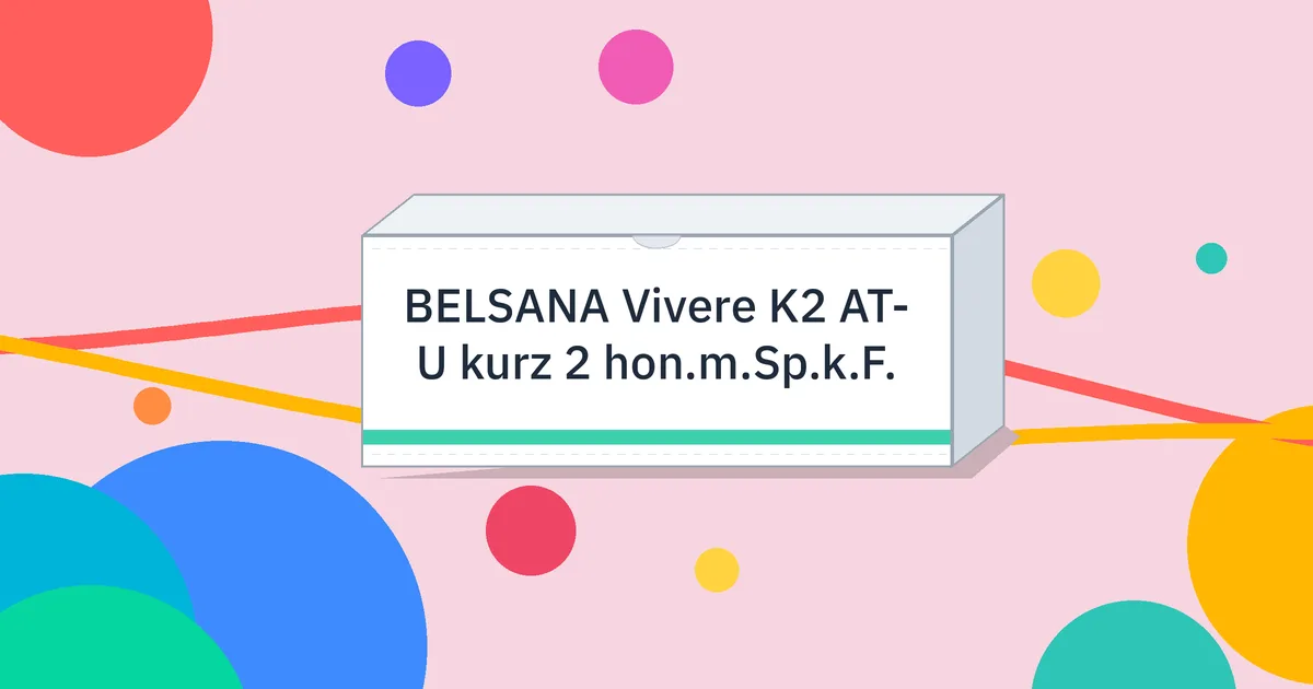 Symbolbild: Packung mit der Aufschrift BELSANA Vivere K2 AT-U kurz 2 hon.m.Sp.k.F. (PZN 08536438) – Verfügbarkeit und Bezug in Apotheken in Frankfurt am Main