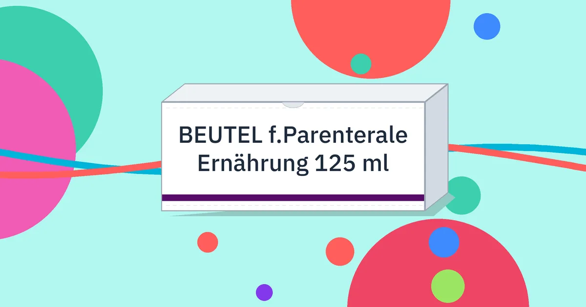 Symbolbild: Packung mit der Aufschrift BEUTEL f.Parenterale Ernährung 125 ml (PZN 07332426) – Verfügbarkeit und Bezug in Apotheken in Frankfurt am Main