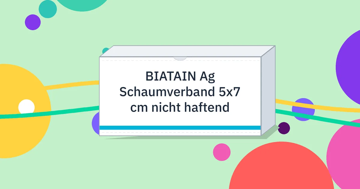 Symbolbild: Packung mit der Aufschrift BIATAIN Ag Schaumverband 5x7 cm nicht haftend (PZN 01643013) – Verfügbarkeit und Bezug in Apotheken in Frankfurt am Main
