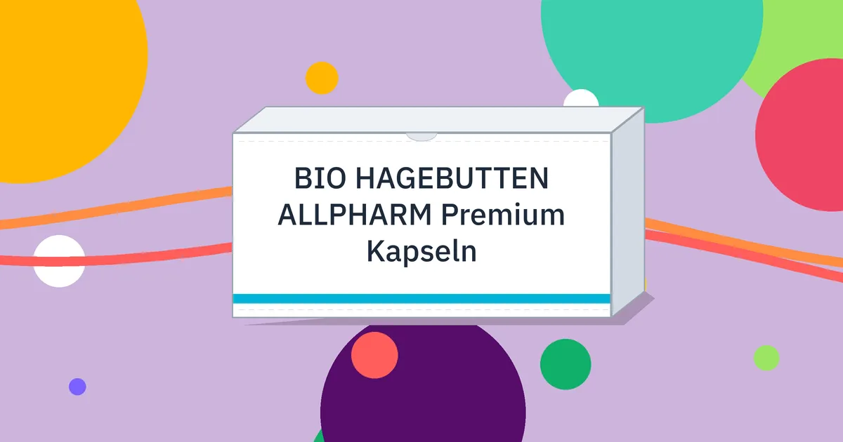 Symbolbild: Packung mit der Aufschrift BIO HAGEBUTTEN ALLPHARM Premium Kapseln (PZN 19512949) – Verfügbarkeit und Bezug in Apotheken in Frankfurt am Main