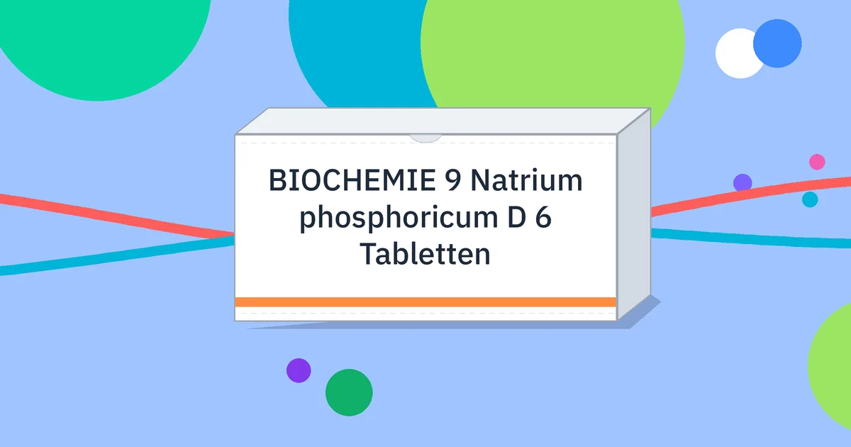 Symbolbild: Packung mit der Aufschrift BIOCHEMIE 9 Natrium phosphoricum D 6 Tabletten (PZN 03886665) – Verfügbarkeit und Bezug in Apotheken in Frankfurt am Main