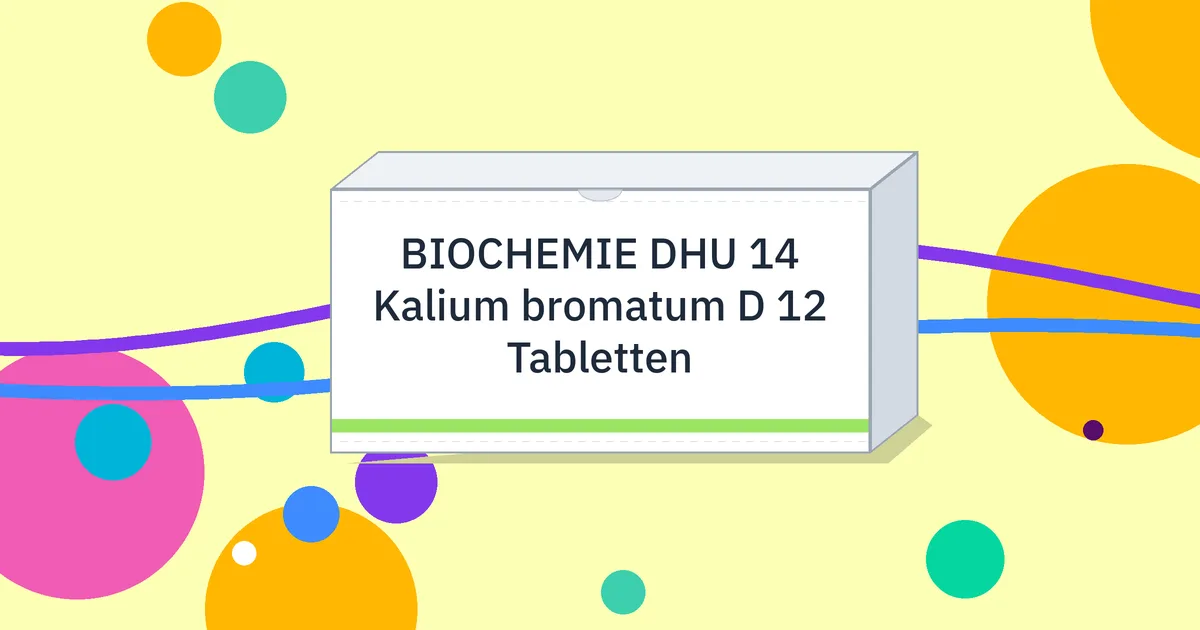 Symbolbild: Packung mit der Aufschrift BIOCHEMIE DHU 14 Kalium bromatum D 12 Tabletten (PZN 02581136) – Verfügbarkeit und Bezug in Apotheken in Frankfurt am Main