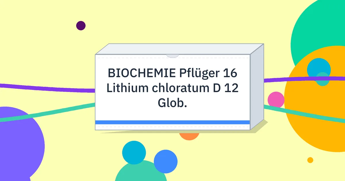 Symbolbild: Packung mit der Aufschrift BIOCHEMIE Pflüger 16 Lithium chloratum D 12 Glob. (PZN 17278308) – Verfügbarkeit und Bezug in Apotheken in Frankfurt am Main