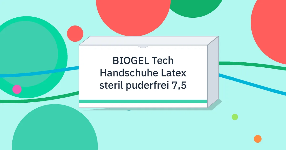 Symbolbild: Packung mit der Aufschrift BIOGEL Tech Handschuhe Latex steril puderfrei 7,5 (PZN 20867161) – Verfügbarkeit und Bezug in Apotheken in Frankfurt am Main