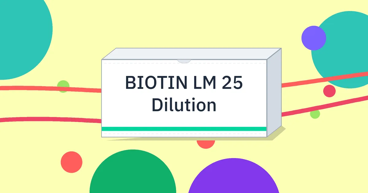 Symbolbild: Packung mit der Aufschrift BIOTIN LM 25 Dilution (PZN 12794436) – Verfügbarkeit und Bezug in Apotheken in Frankfurt am Main