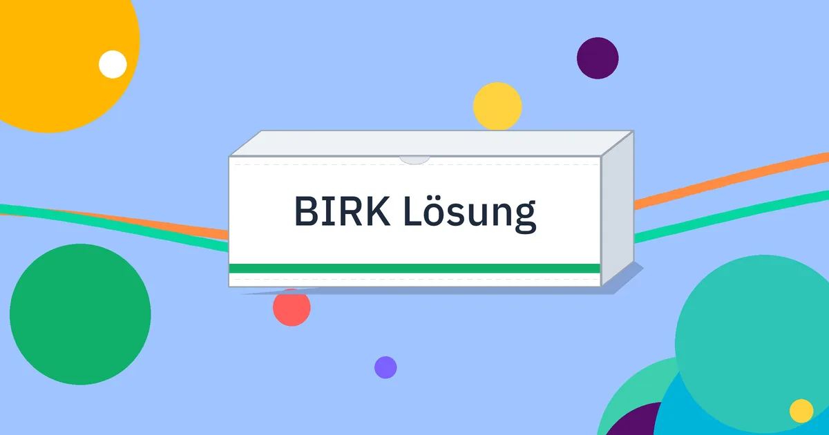 Symbolbild: Packung mit der Aufschrift BIRK Lösung (PZN 04964114) – Verfügbarkeit und Bezug in Apotheken in Frankfurt am Main