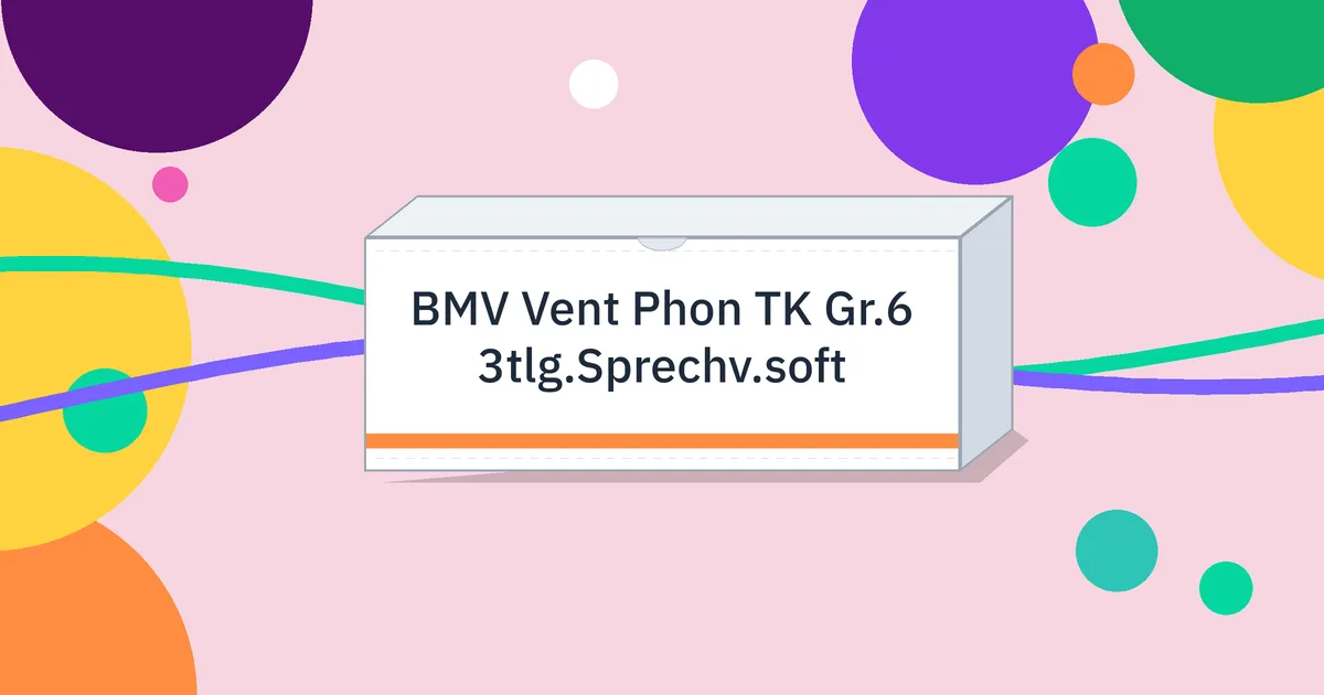 Symbolbild: Packung mit der Aufschrift BMV Vent Phon TK Gr.6 3tlg.Sprechv.soft (PZN 18385727) – Verfügbarkeit und Bezug in Apotheken in Frankfurt am Main