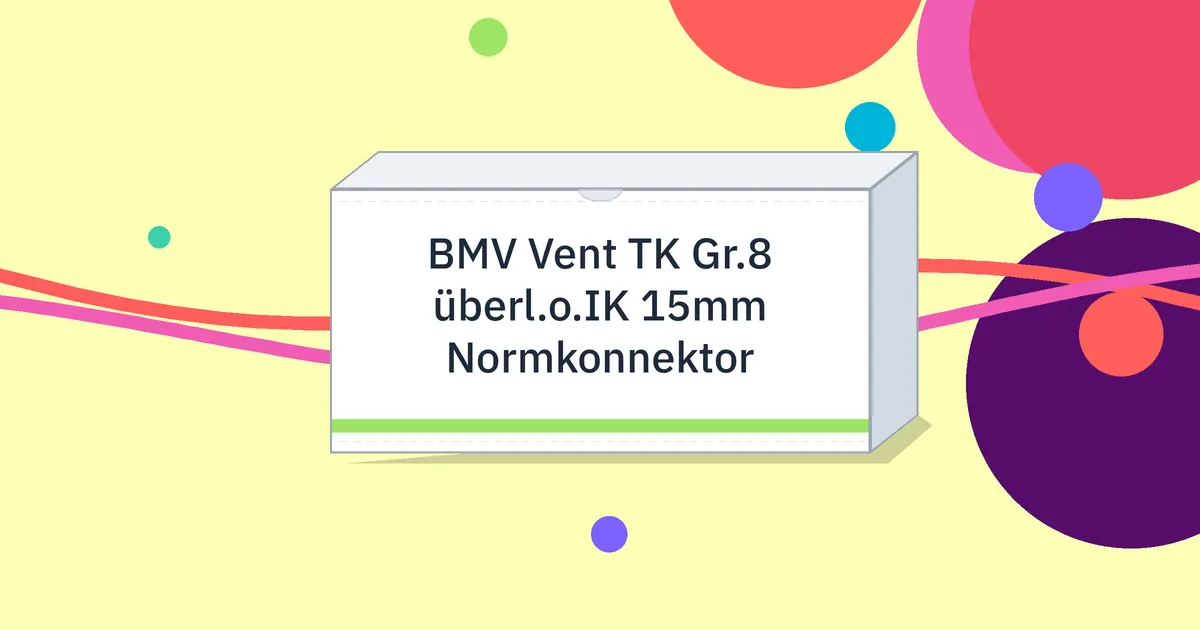 Symbolbild: Packung mit der Aufschrift BMV Vent TK Gr.8 überl.o.IK 15mm Normkonnektor (PZN 18384484) – Verfügbarkeit und Bezug in Apotheken in Frankfurt am Main