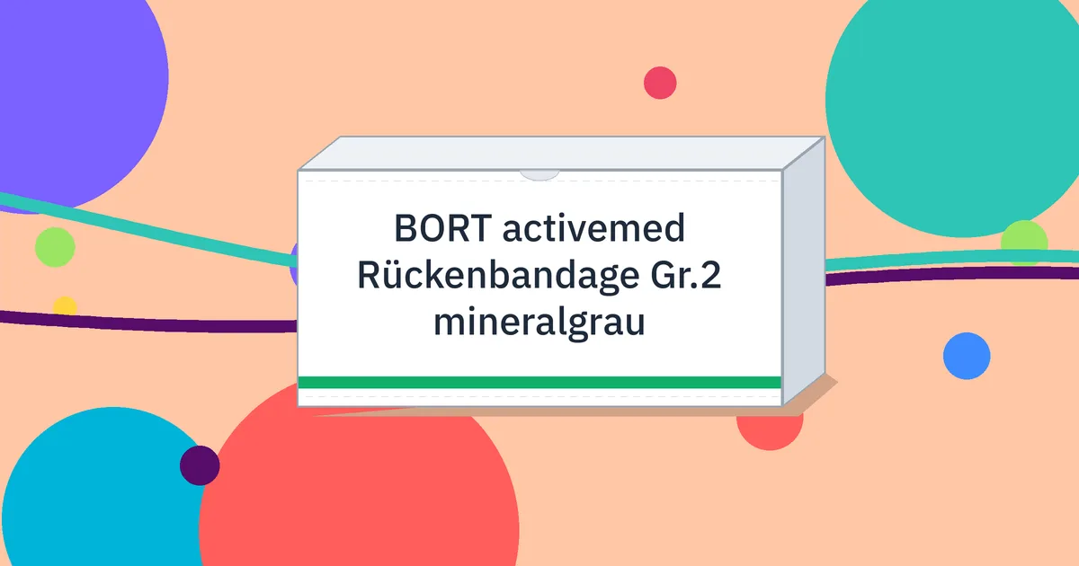 Symbolbild: Packung mit der Aufschrift BORT activemed Rückenbandage Gr.2 mineralgrau (PZN 15256254) – Verfügbarkeit und Bezug in Apotheken in Frankfurt am Main