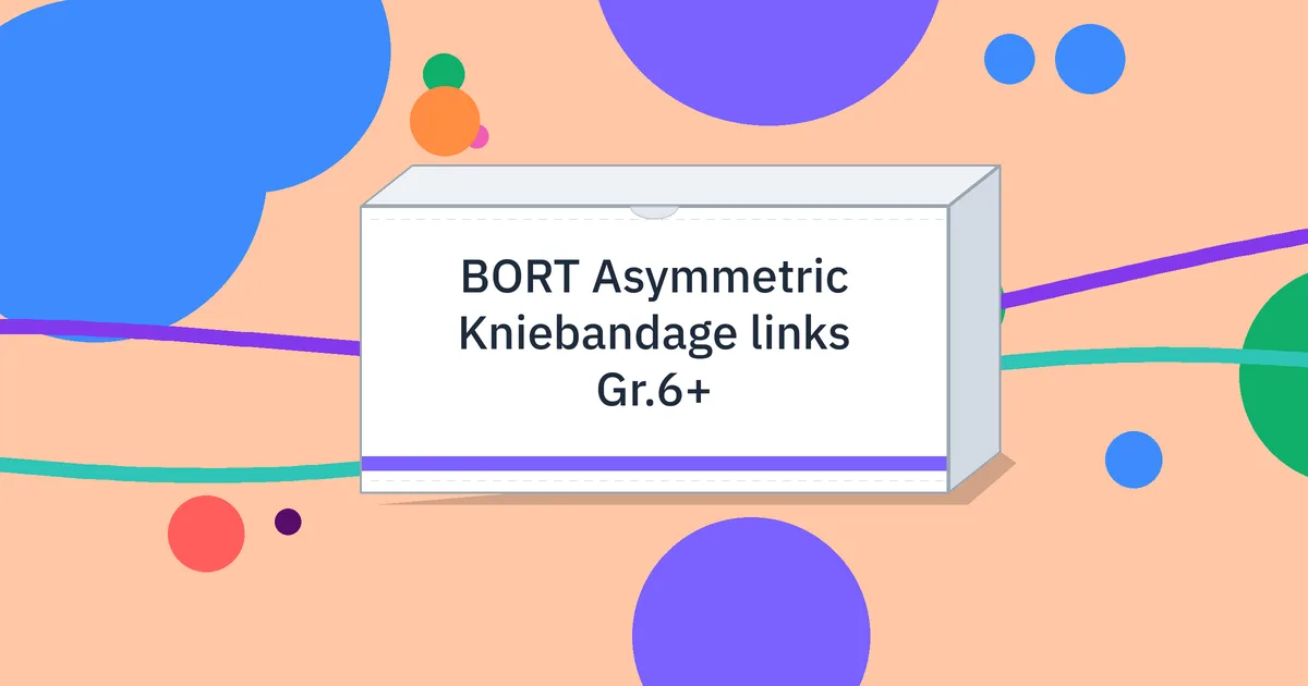 Symbolbild: Packung mit der Aufschrift BORT Asymmetric Kniebandage links Gr.6+ (PZN 16843433) – Verfügbarkeit und Bezug in Apotheken in Frankfurt am Main