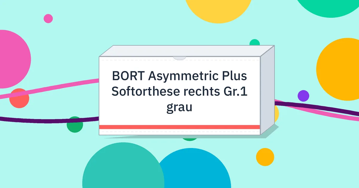 Symbolbild: Packung mit der Aufschrift BORT Asymmetric Plus Softorthese rechts Gr.1 grau (PZN 20105244) – Verfügbarkeit und Bezug in Apotheken in Frankfurt am Main