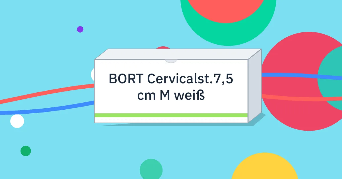 Symbolbild: Packung mit der Aufschrift BORT Cervicalst.7,5 cm M weiß (PZN 03294893) – Verfügbarkeit und Bezug in Apotheken in Frankfurt am Main